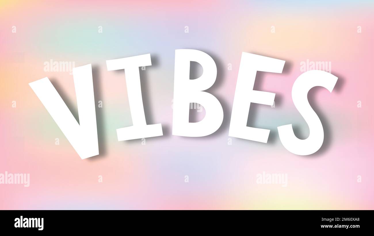 White vibes doodle typography on a pastel background vector Stock ...