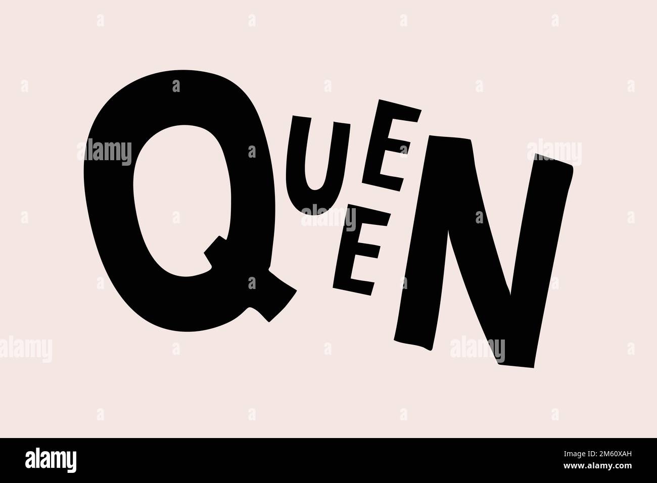 Queen doodle typography on beige background vector Stock Vector Image ...