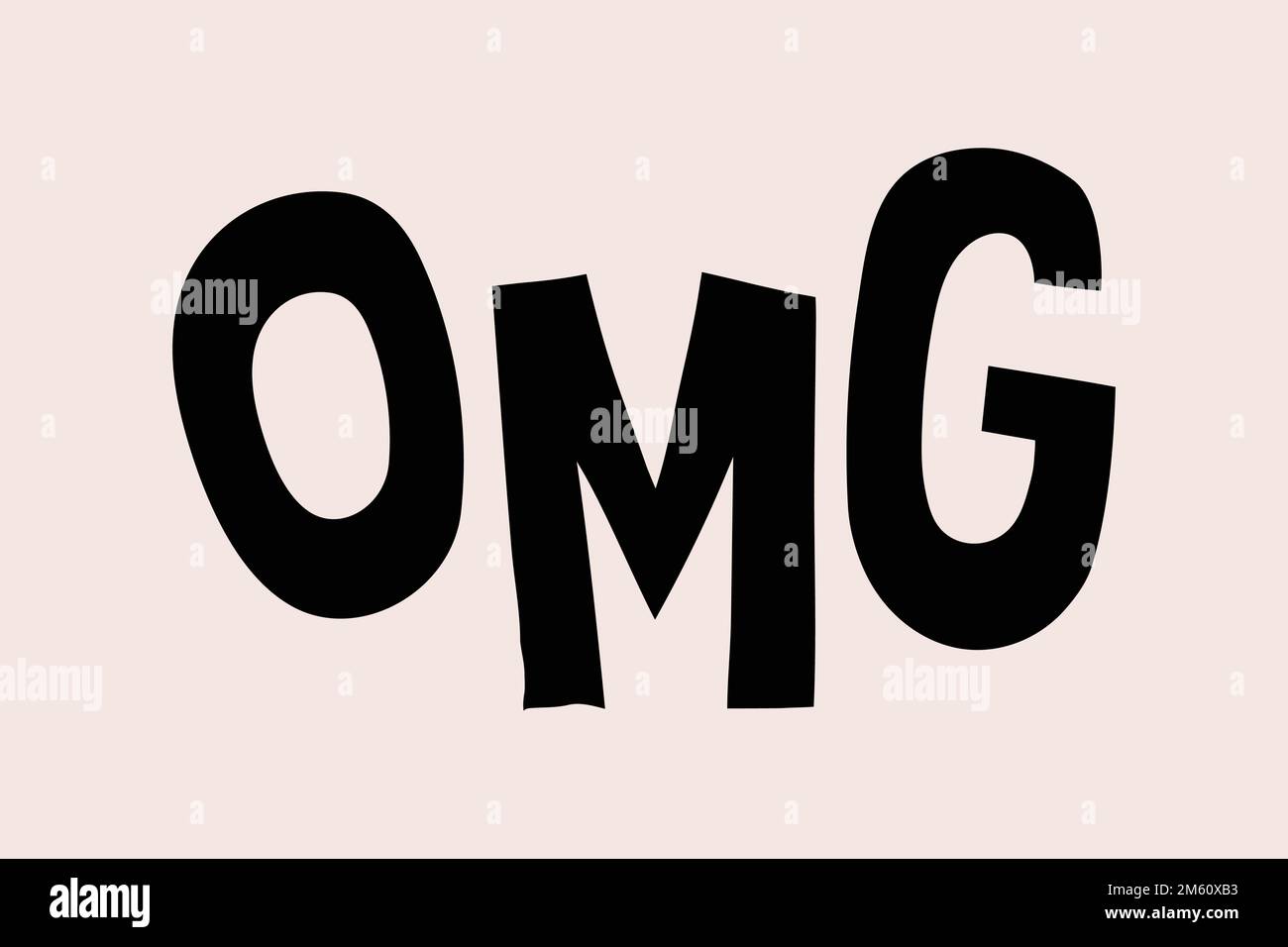 Black OMG doodle typography on beige background vector Stock Vector ...