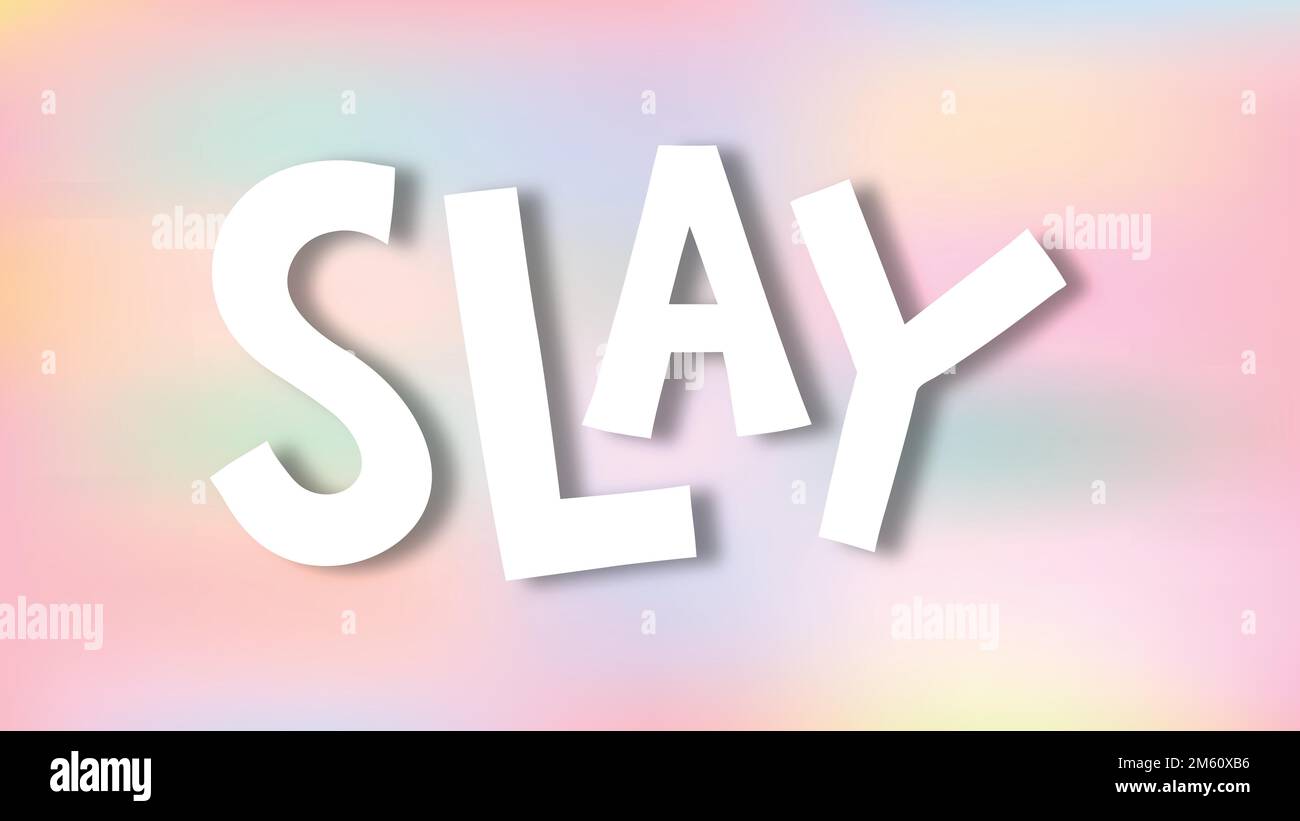 White slay doodle typography on a pastel background vector Stock Vector ...