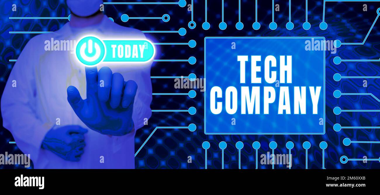 Text sign showing Tech Company. Internet Concept a company that invents ...