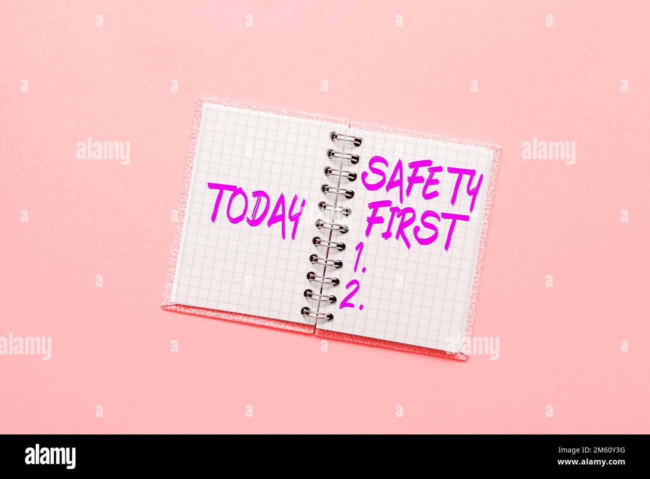 Text caption presenting Safety First. Word Written on Avoid any ...