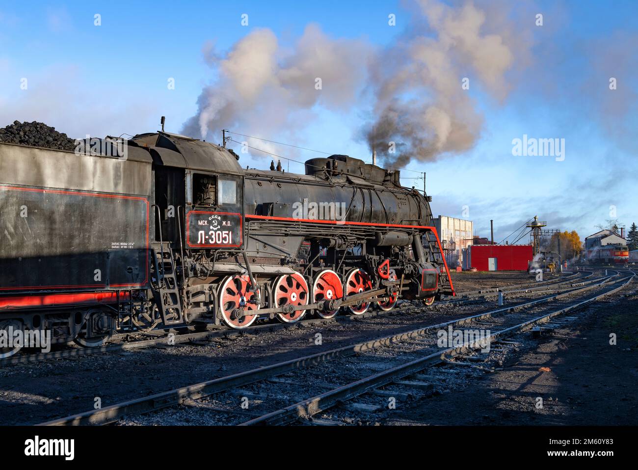 SORTAVALA, RUSSIA - OCTOBER 09, 2022: Old soviet steam locomotive of L ...