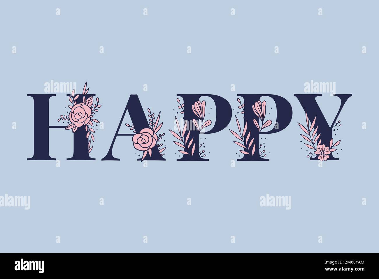 Girly Happy word typography vector lettering font Stock Vector Image ...
