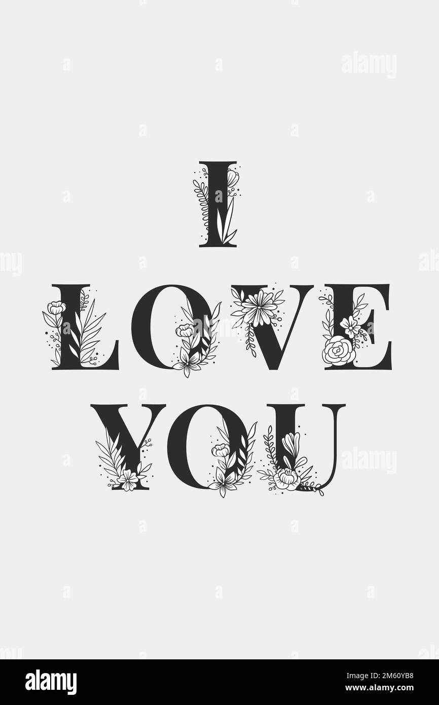 I Love You feminine typography word lettering and typography vector ...