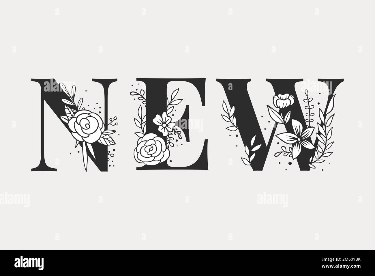 Vector floral typography New word font Stock Vector Image & Art - Alamy