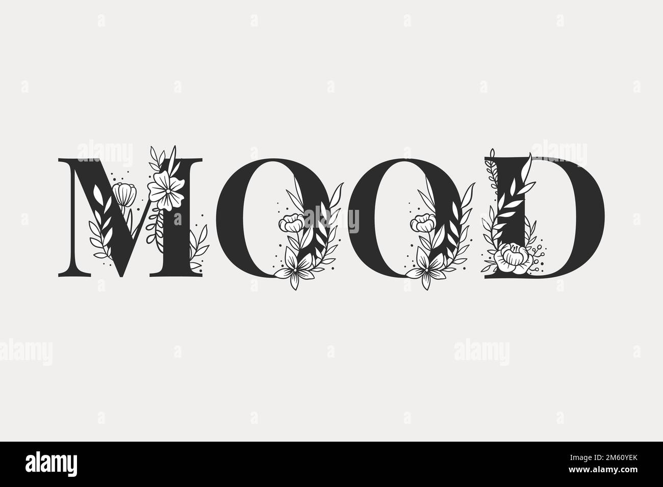Mood vector floral word typography lettering font Stock Vector Image ...