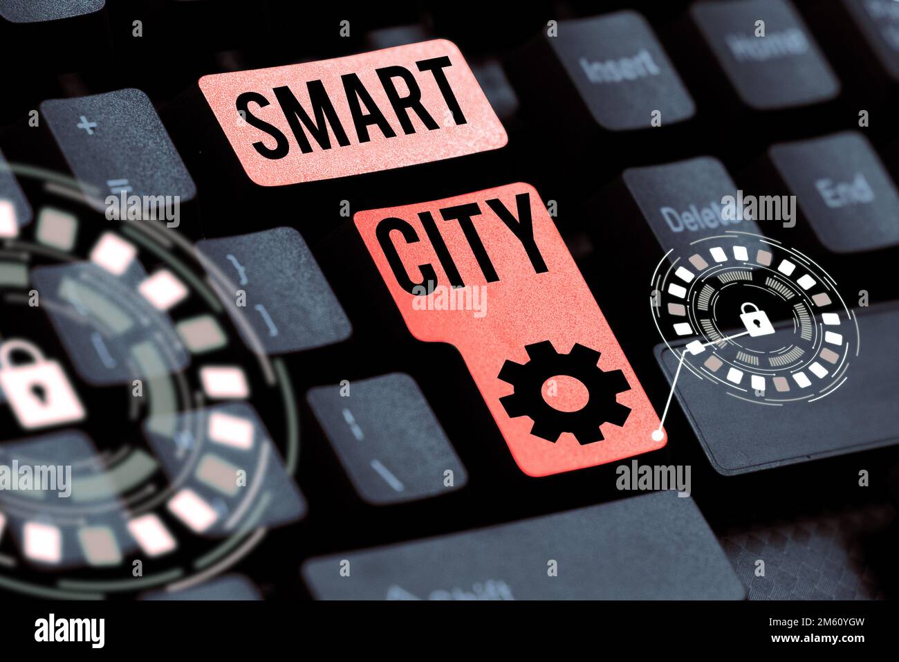Hand writing sign Smart City. Word for urban area that uses different ...