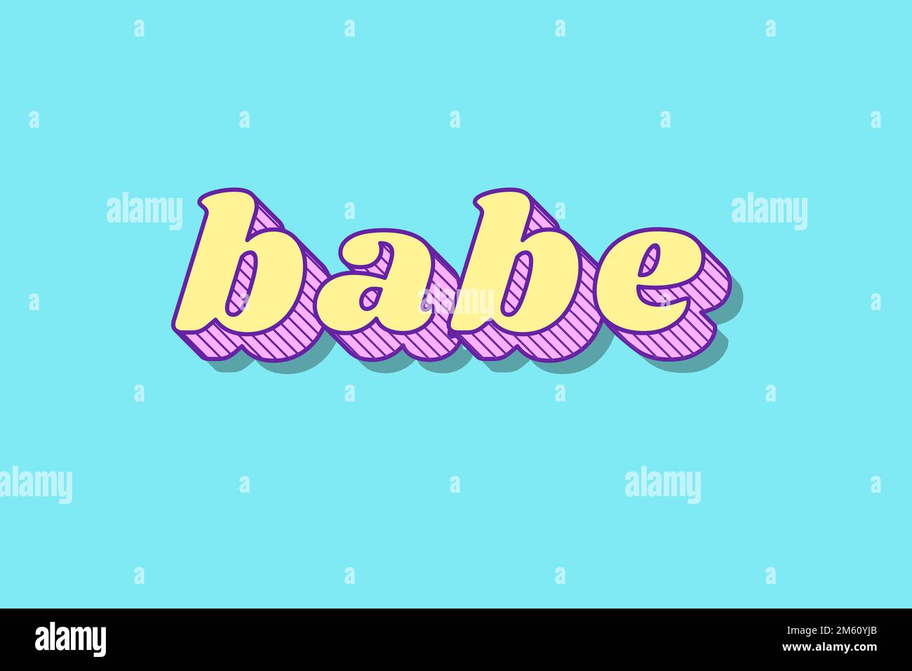 Babe Retro 3d Shadow Bold Typography Illustration Stock Vector Image