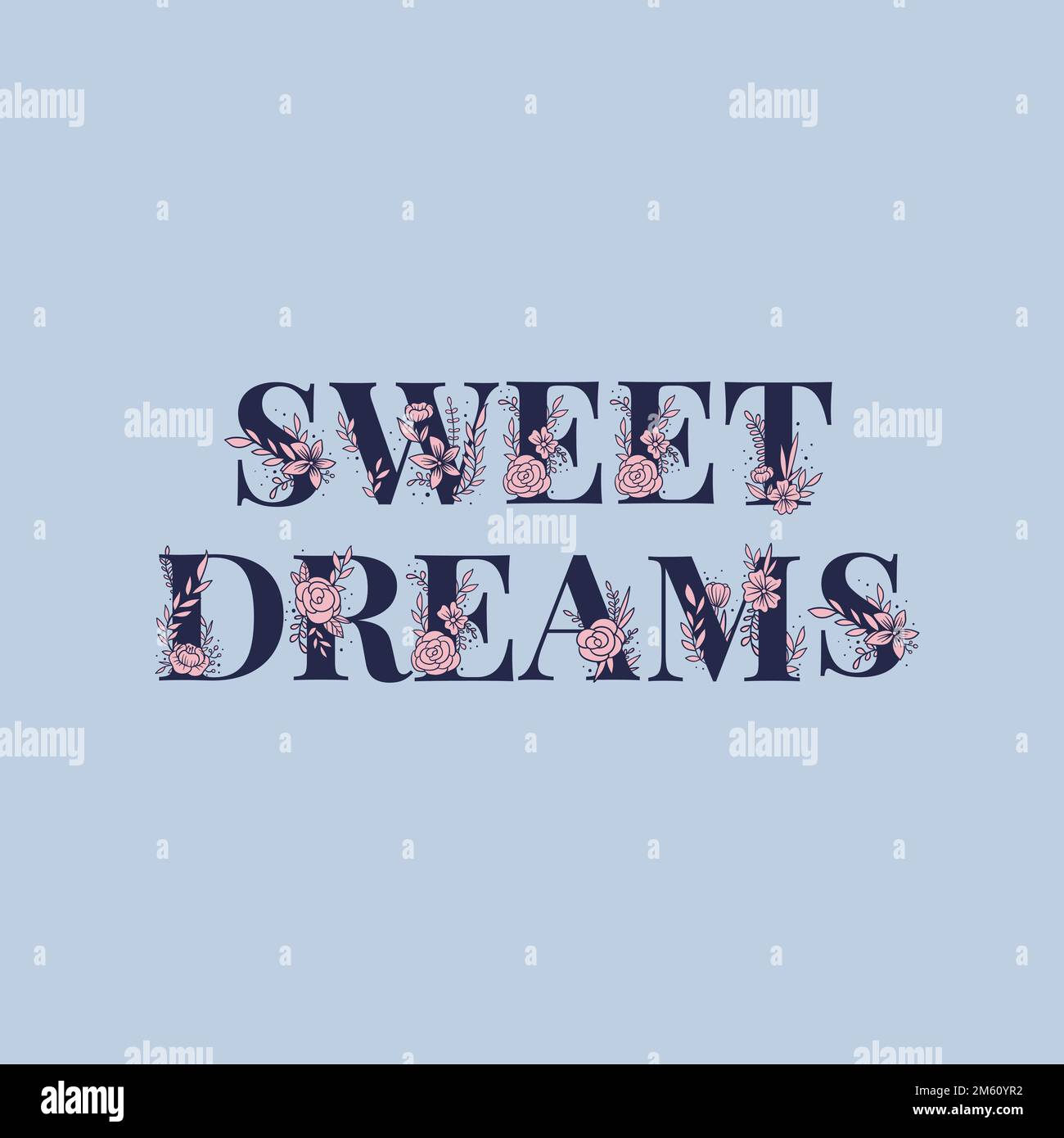 Floral text vector Sweet Dreams feminine typography font Stock Vector ...