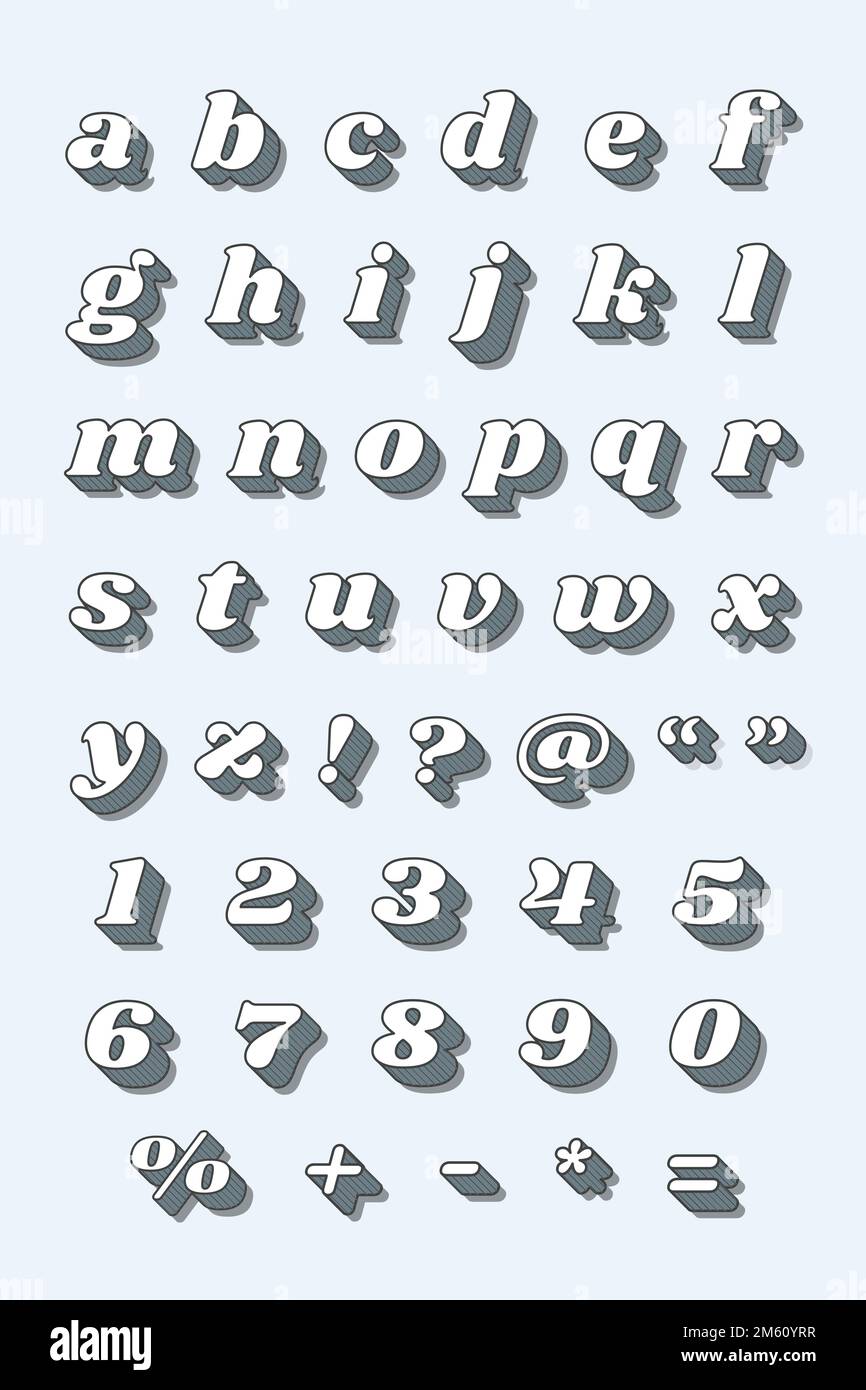 Retro alphabet number set vector bold typography Stock Vector Image ...