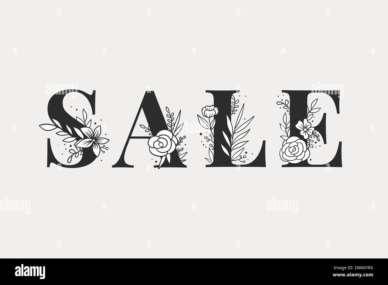 Sale floral typography font vector Stock Vector Image & Art - Alamy