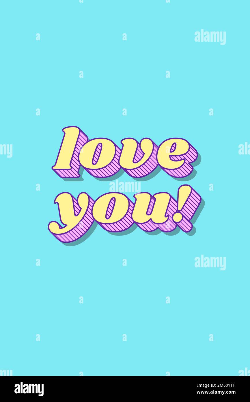 Love you! word retro bold lettering typography font vector Stock Vector ...
