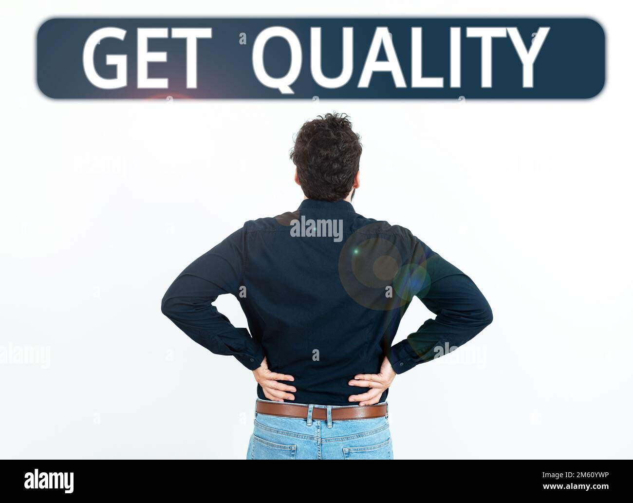 Text caption presenting Get Quality. Concept meaning features and ...