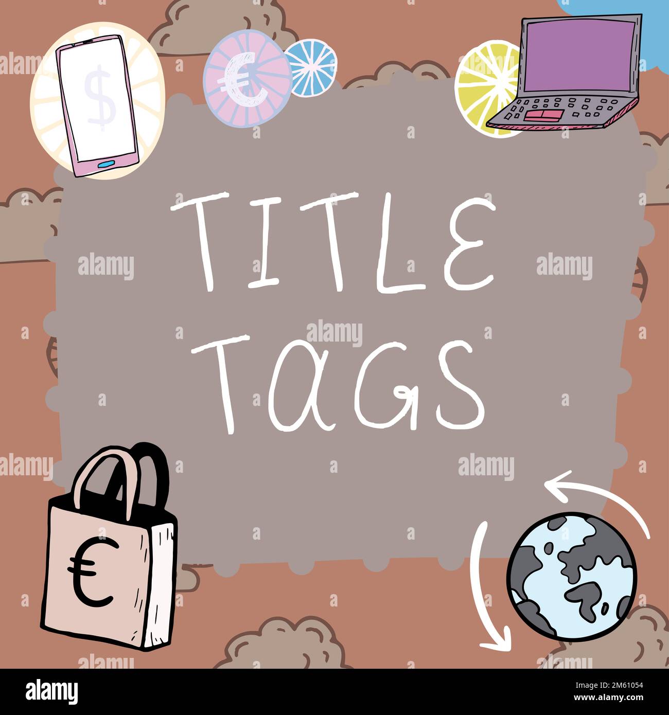 Text caption presenting Title Tags. Business concept the HTML element ...