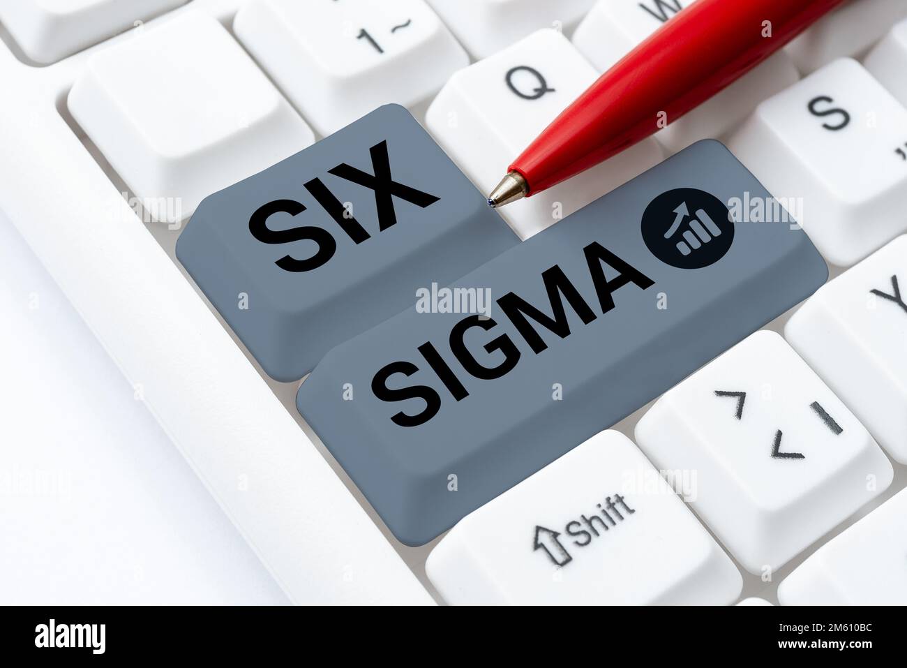 Hand writing sign Six Sigma. Business showcase management techniques to ...