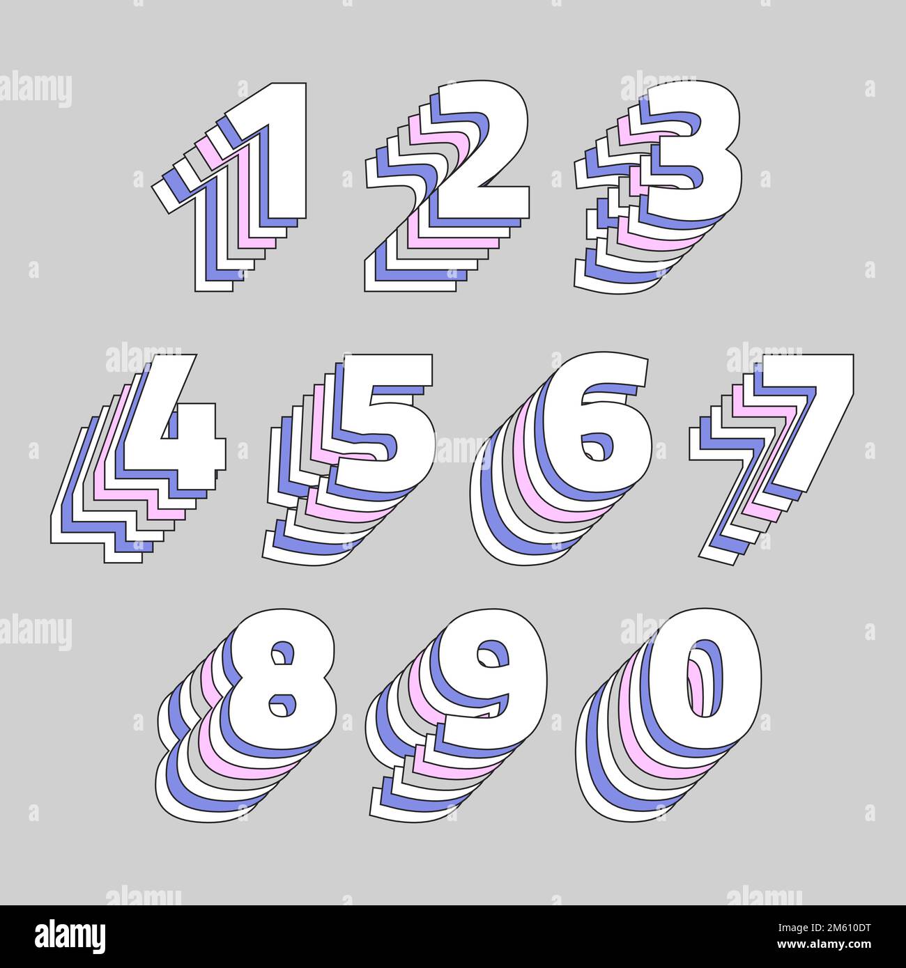 Layered pastel number set vector stylized typography Stock Vector Image ...