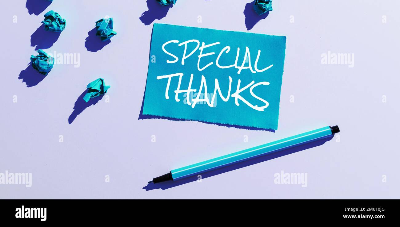 Sign displaying Special Thanks. Conceptual photo expression of ...