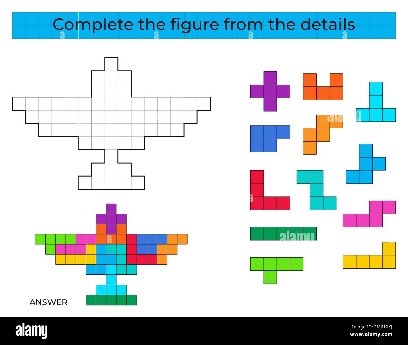 Complete the figure. Puzzle game with falcon Stock Vector Image & Art ...
