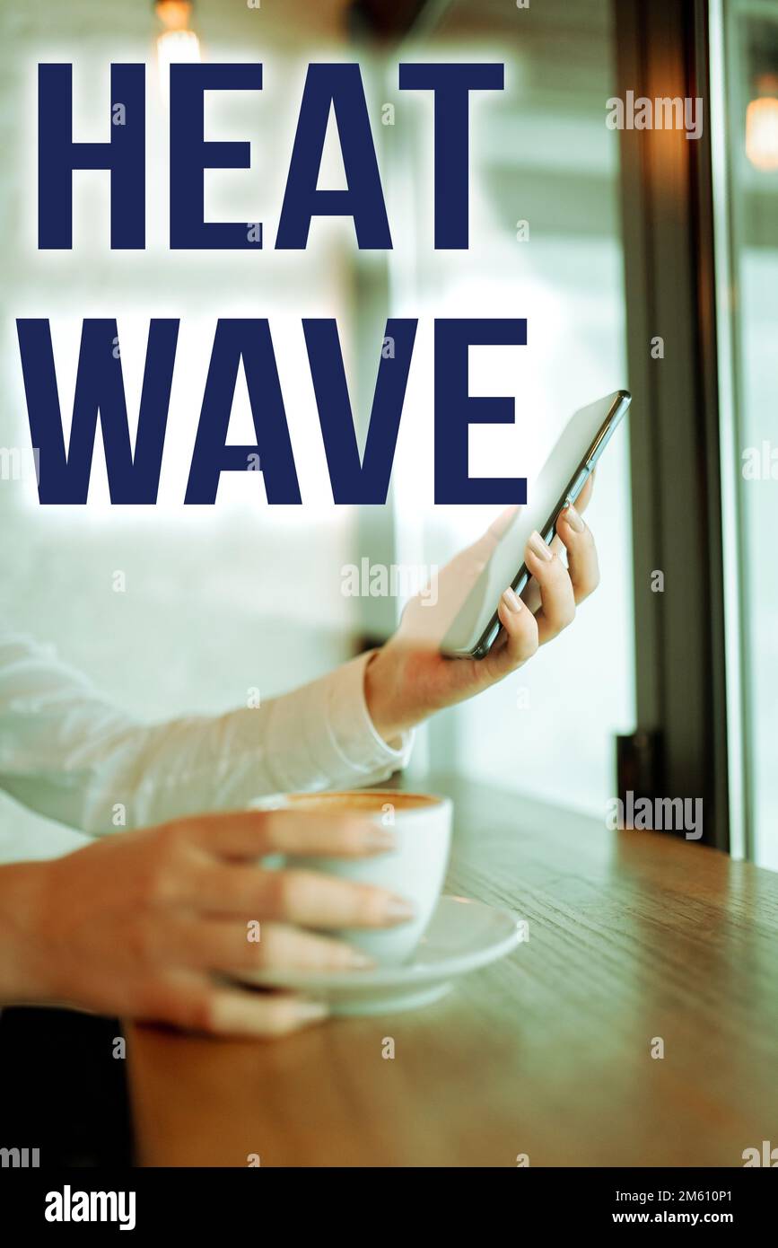 Text showing inspiration Heat Wave, Business concept a prolonged period ...