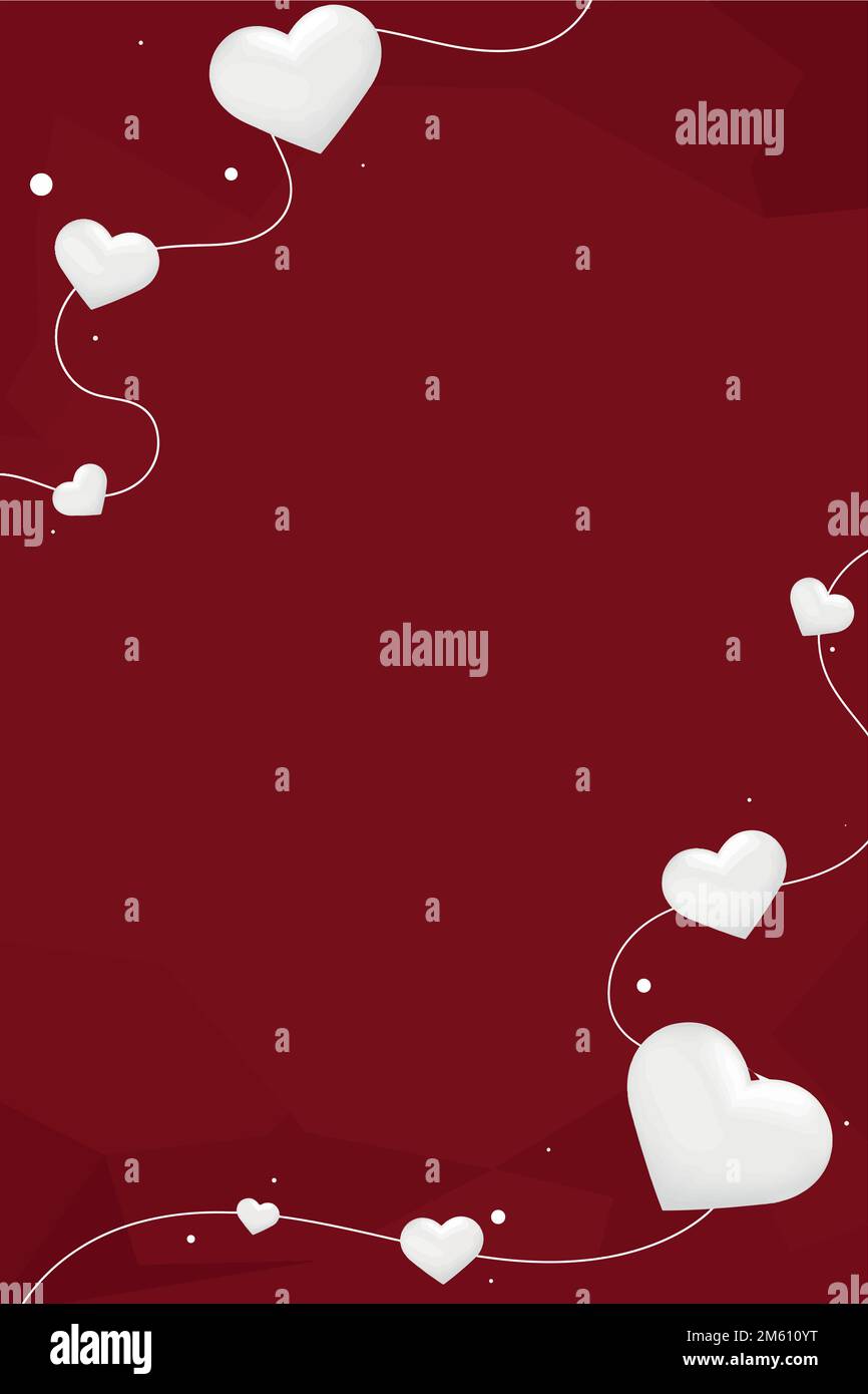 Vector heart string border geometric pattern red background Stock ...