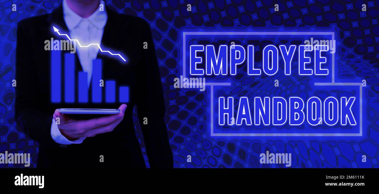 Text caption presenting Employee Handbook. Business showcase Document ...