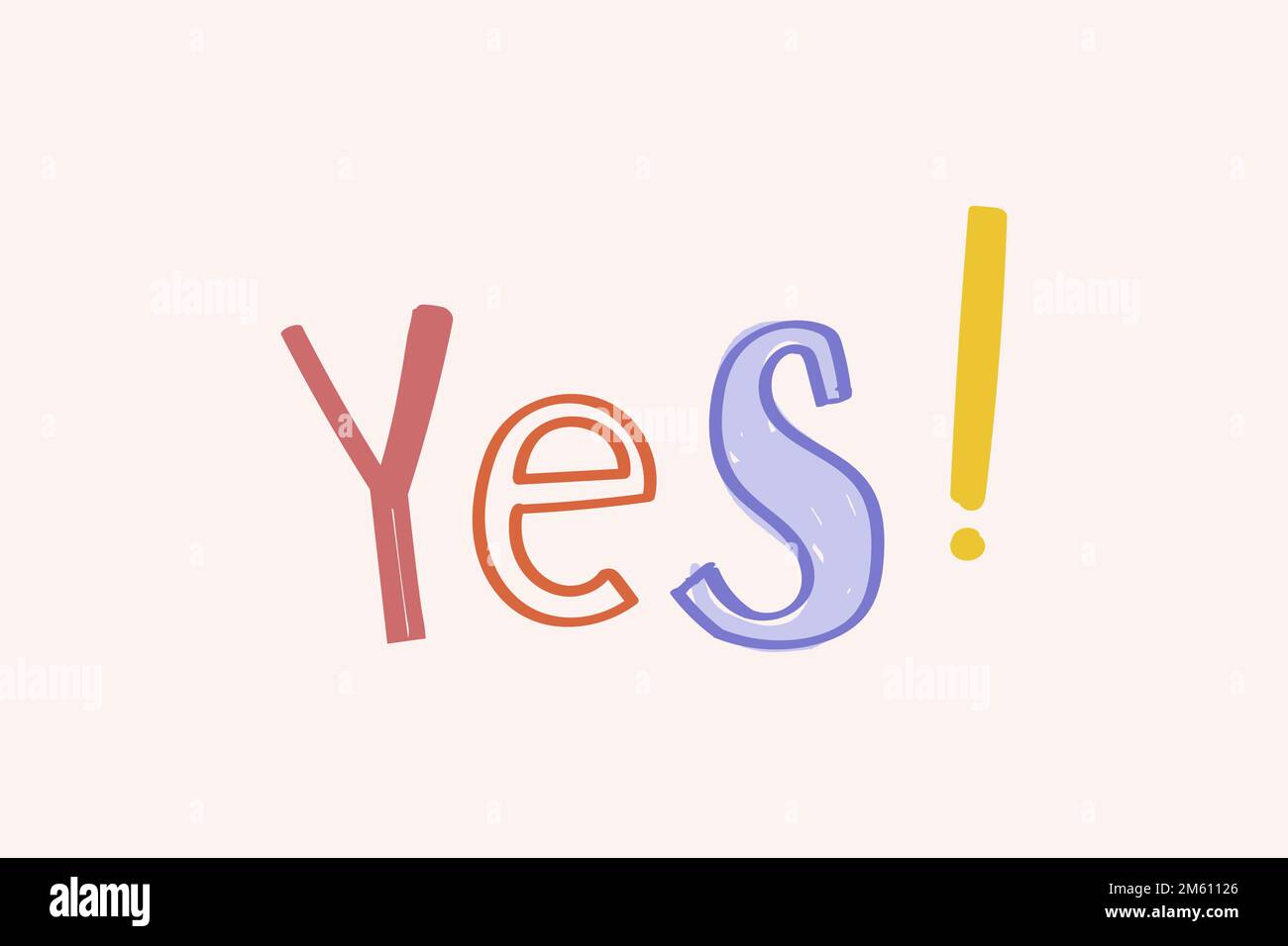 Yes! word vector doodle hand-lettering font typography Stock Vector ...