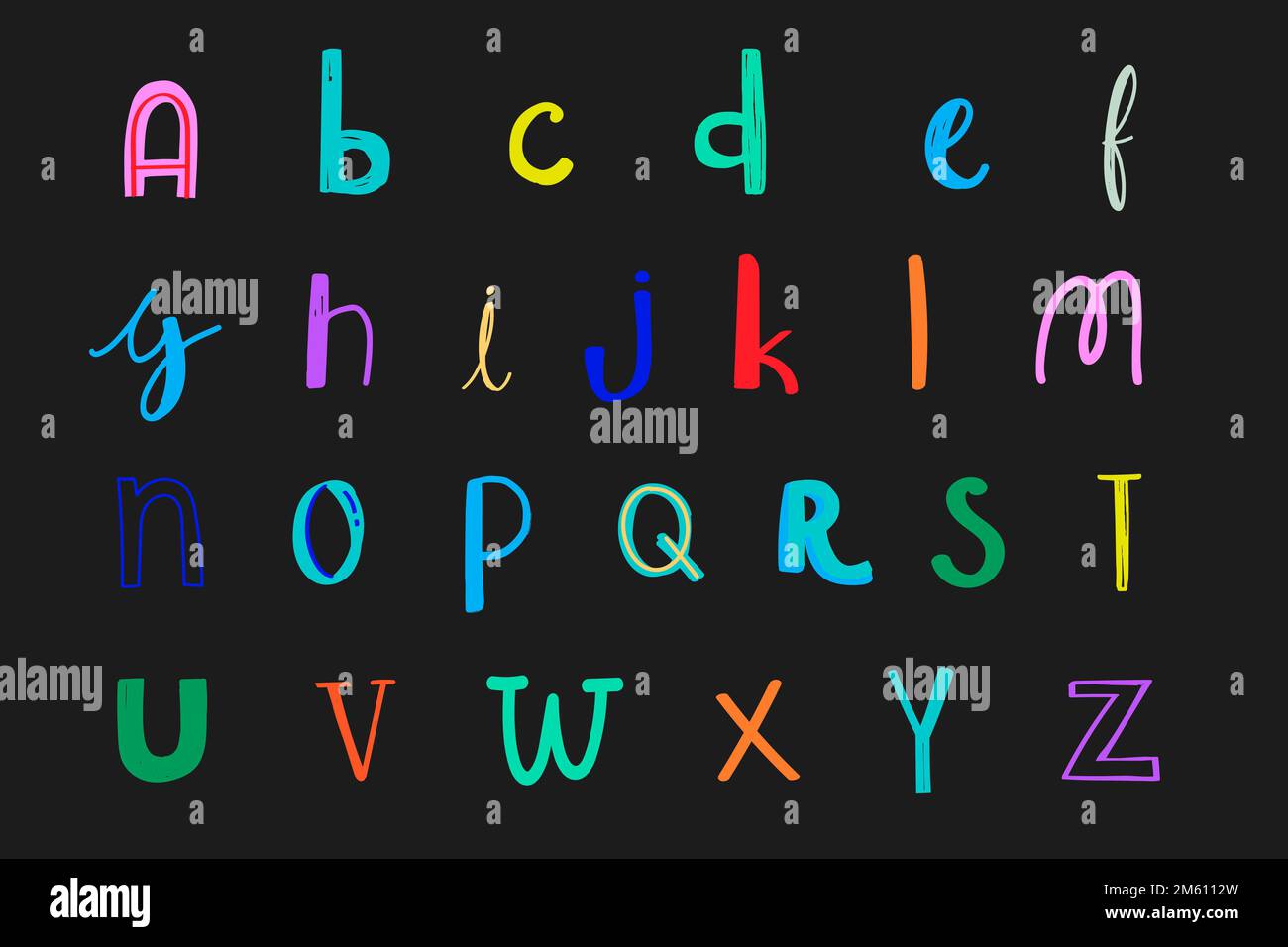 Alphabet vector font doodle style colorful set Stock Vector Image & Art ...