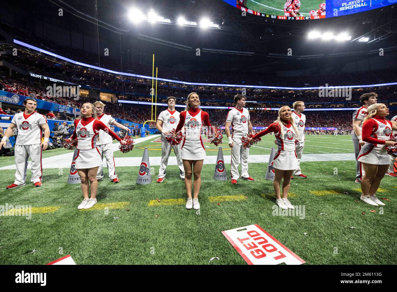 Atlanta, Georgia. 31st Dec, 2022. Ohio State cheerleaders perform during NCAA football game ...