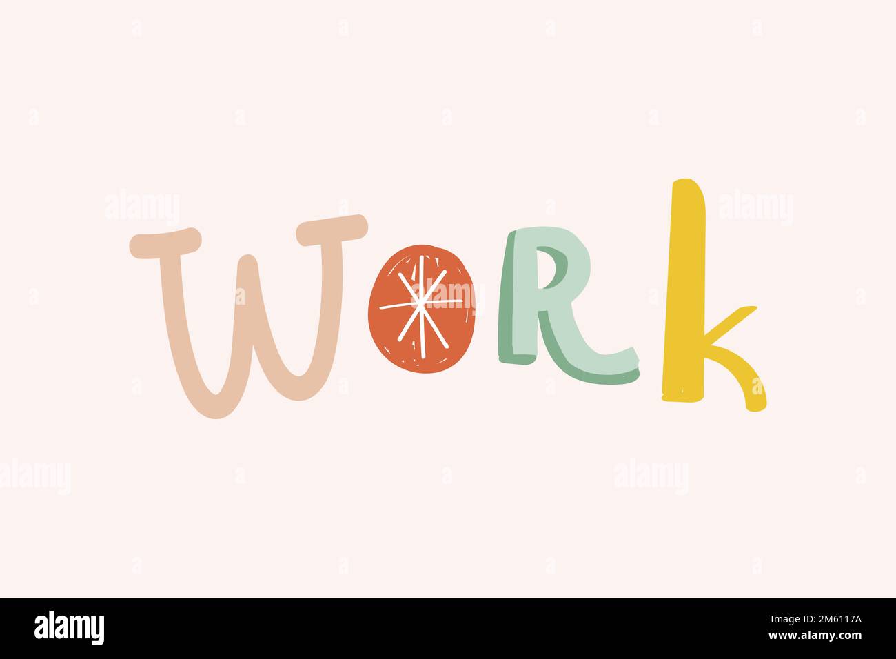 Work doodle word colorful hand-lettering typography Stock Vector Image ...