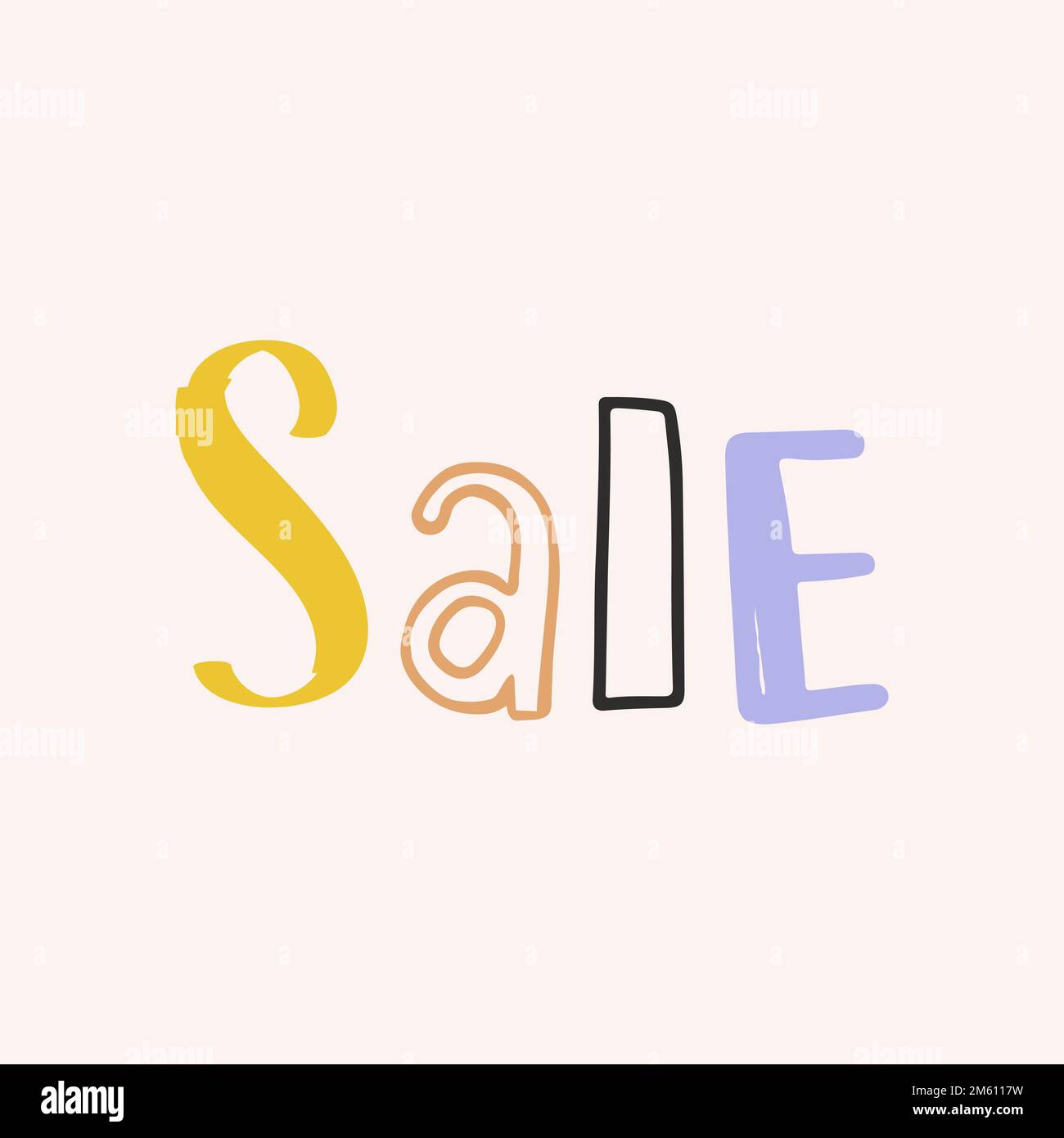 Sale doodle word colorful hand-lettering typography Stock Vector Image ...