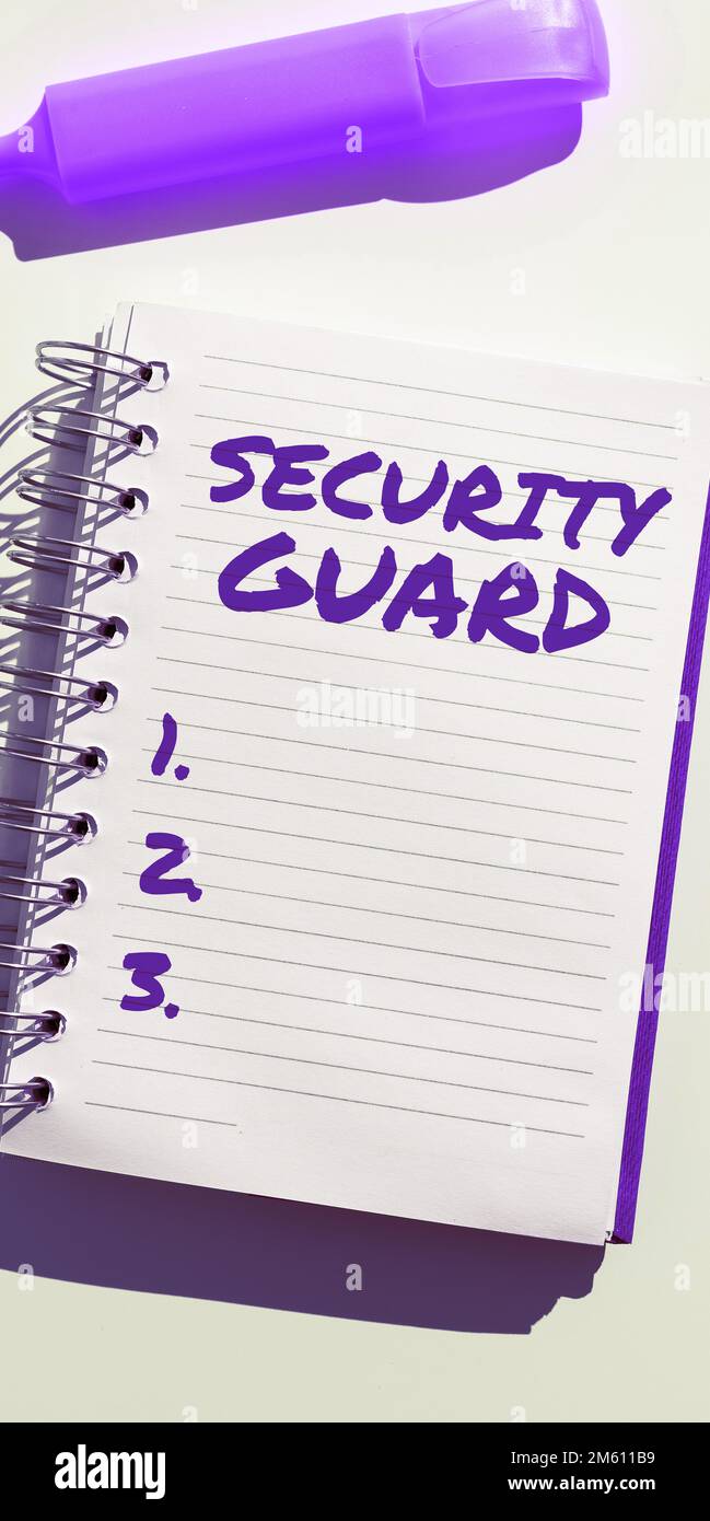 Handwriting text Security Guard. Business showcase tools used to manage ...
