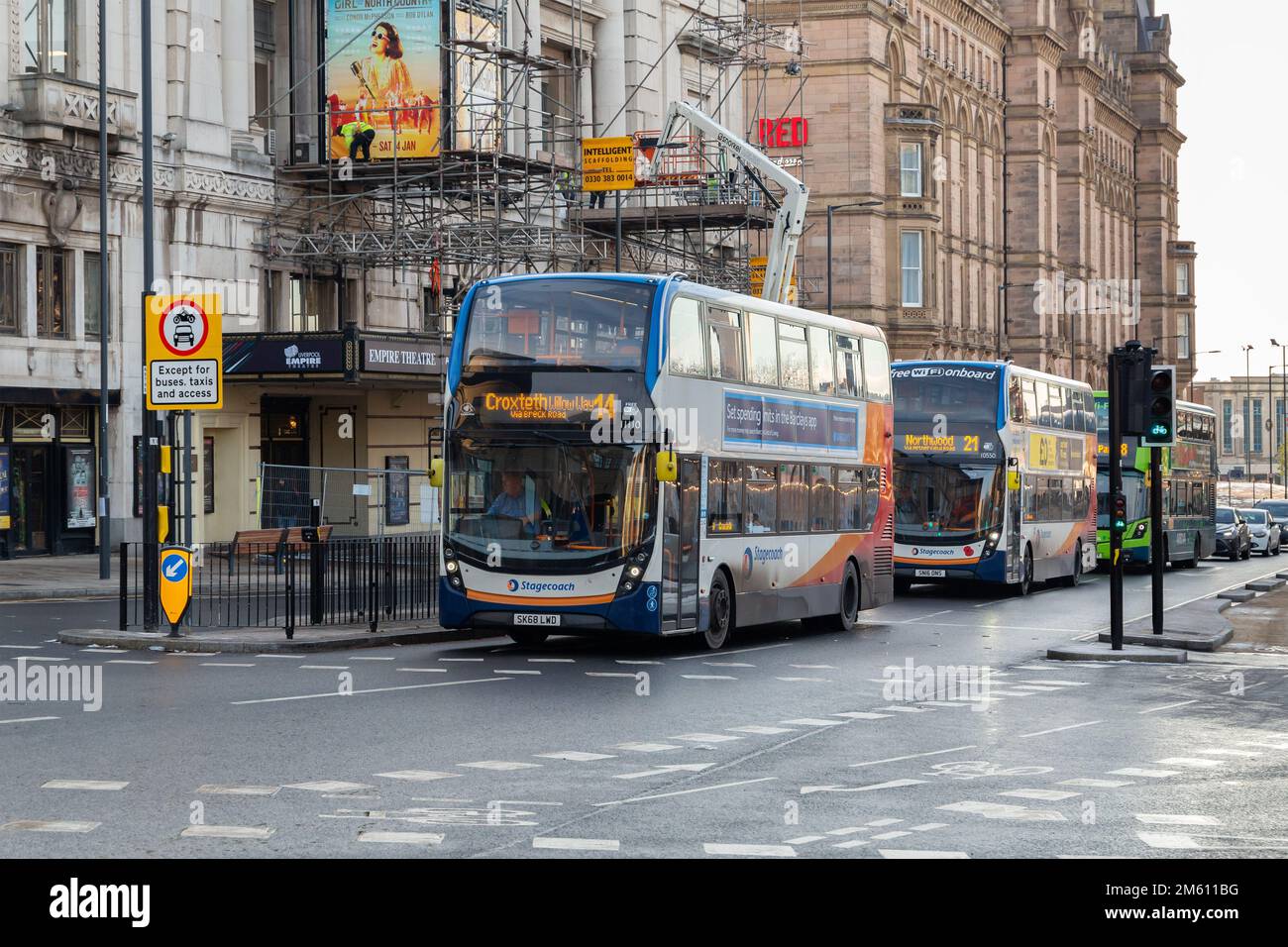 Liverpool, UK: Stagecoach buses on Lime Street in the city centre Stock ...