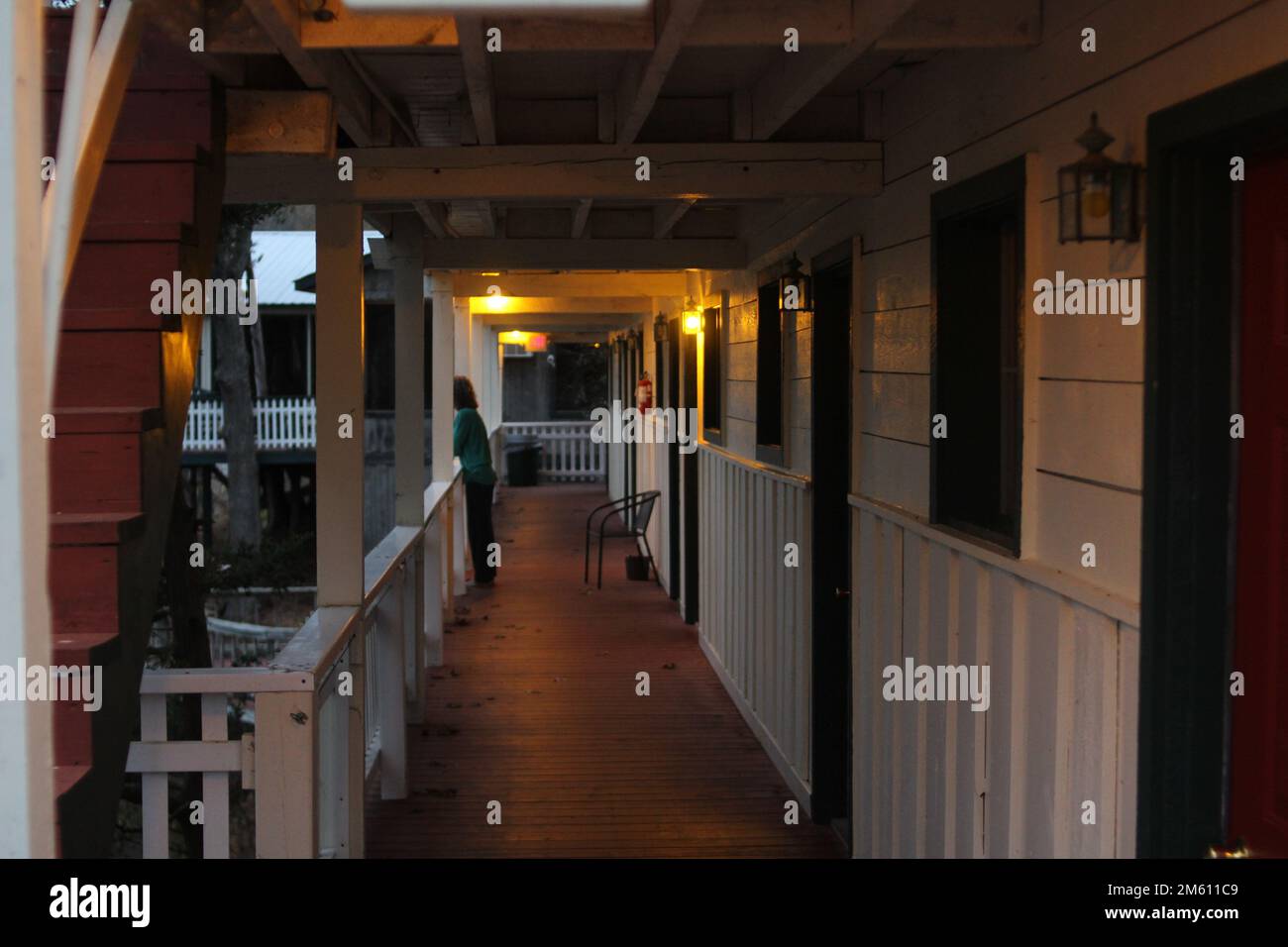 EMINENCE, MISSOURI, USA - NOVEMBER 8, 2016 white painted rooms and deck ...