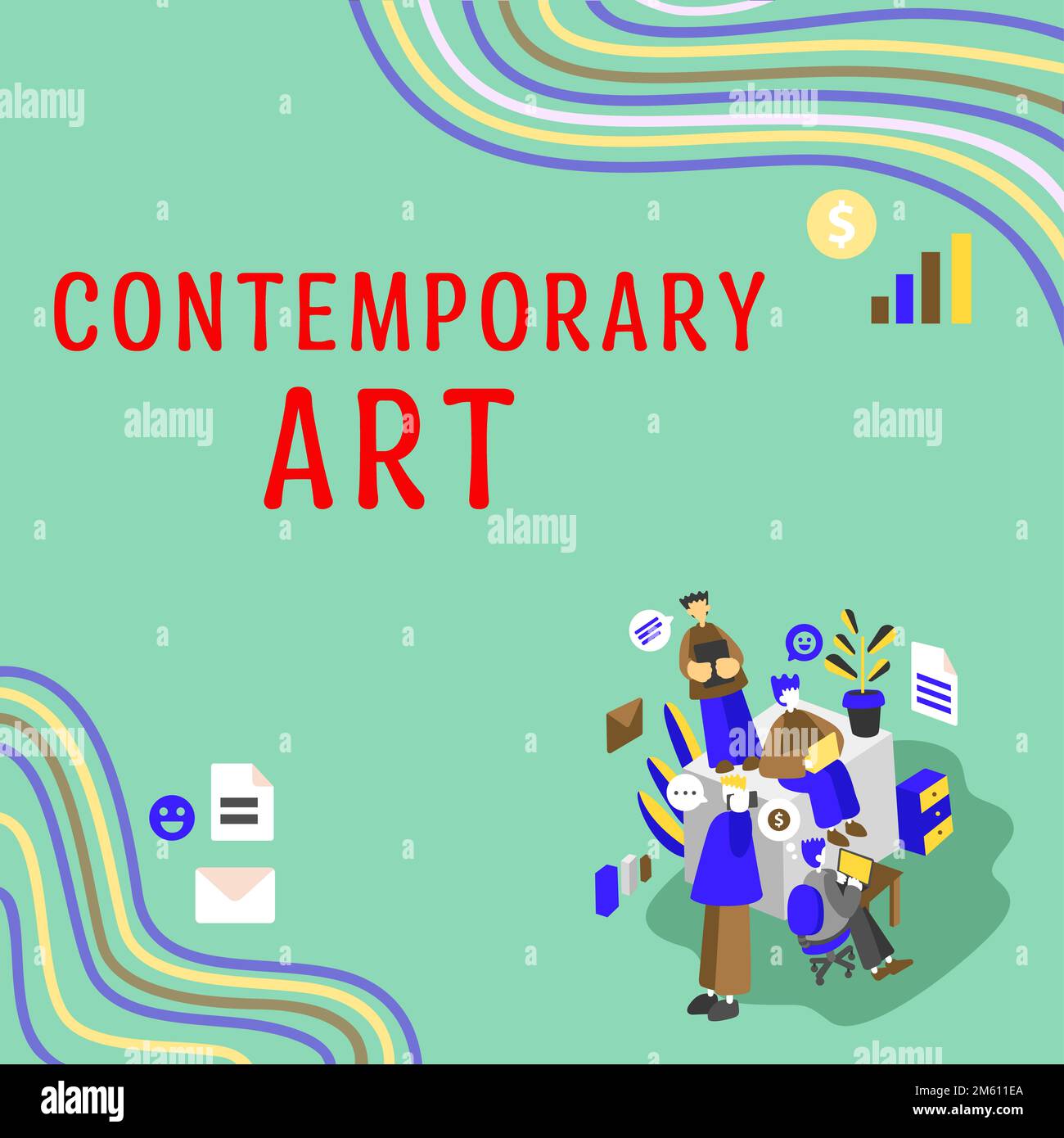 Conceptual display Contemporary Art. Business showcase made today by ...