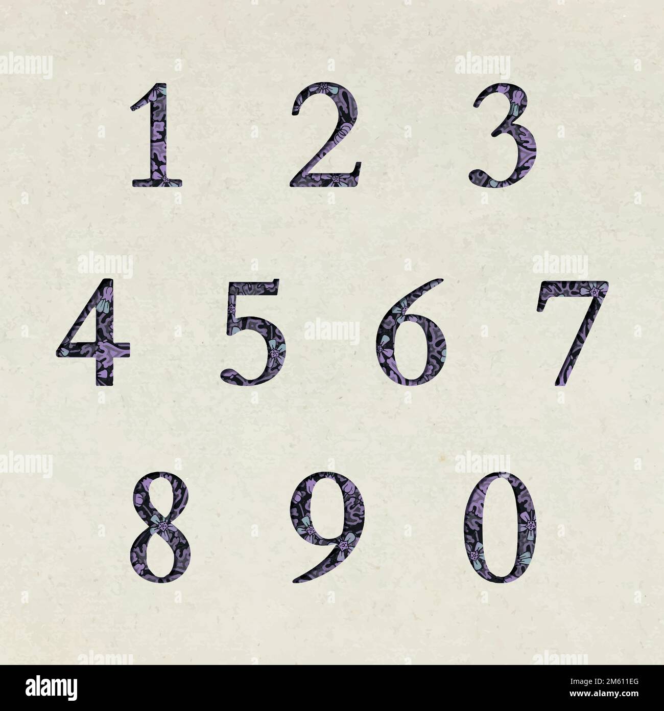 Floral numbers vector retro typography font set Stock Vector Image ...