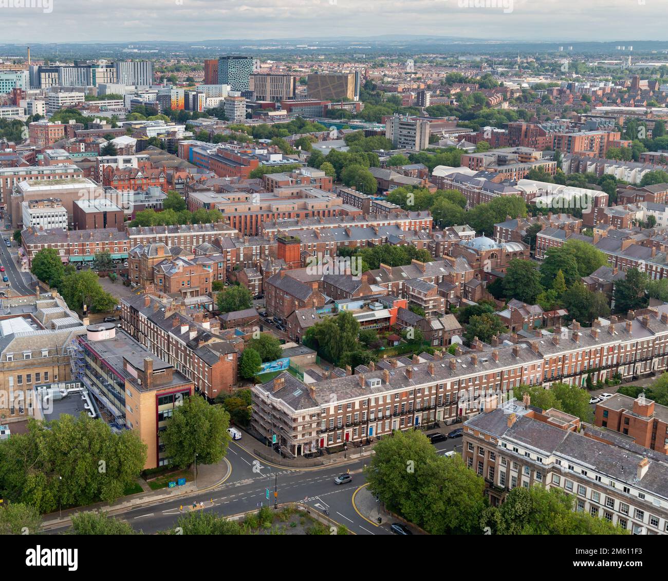 Liverpool, UK: Aerial view of the city's Knowledge Quarter, including ...