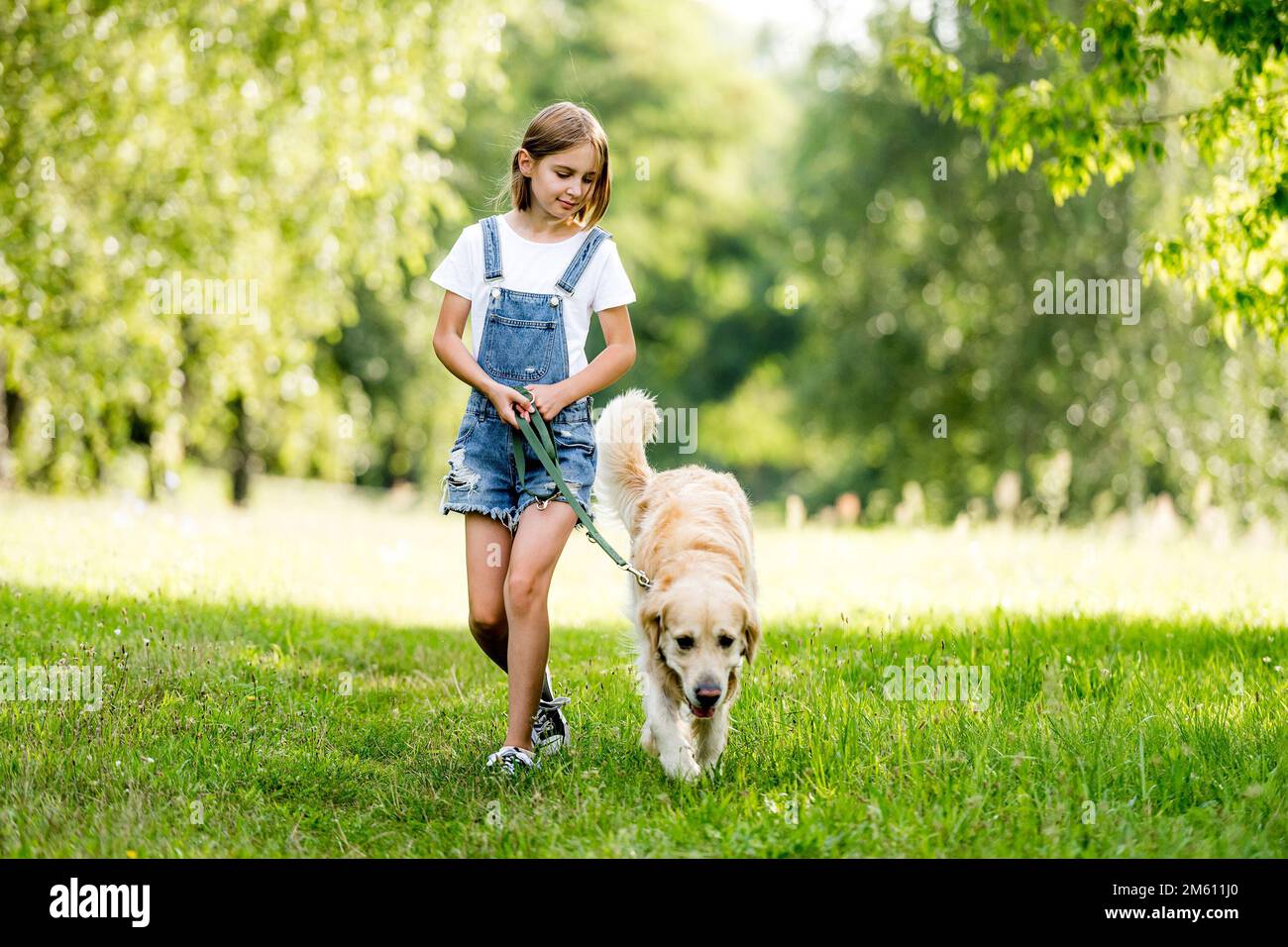 Cute little girl with lovely dog Stock Photo - Alamy