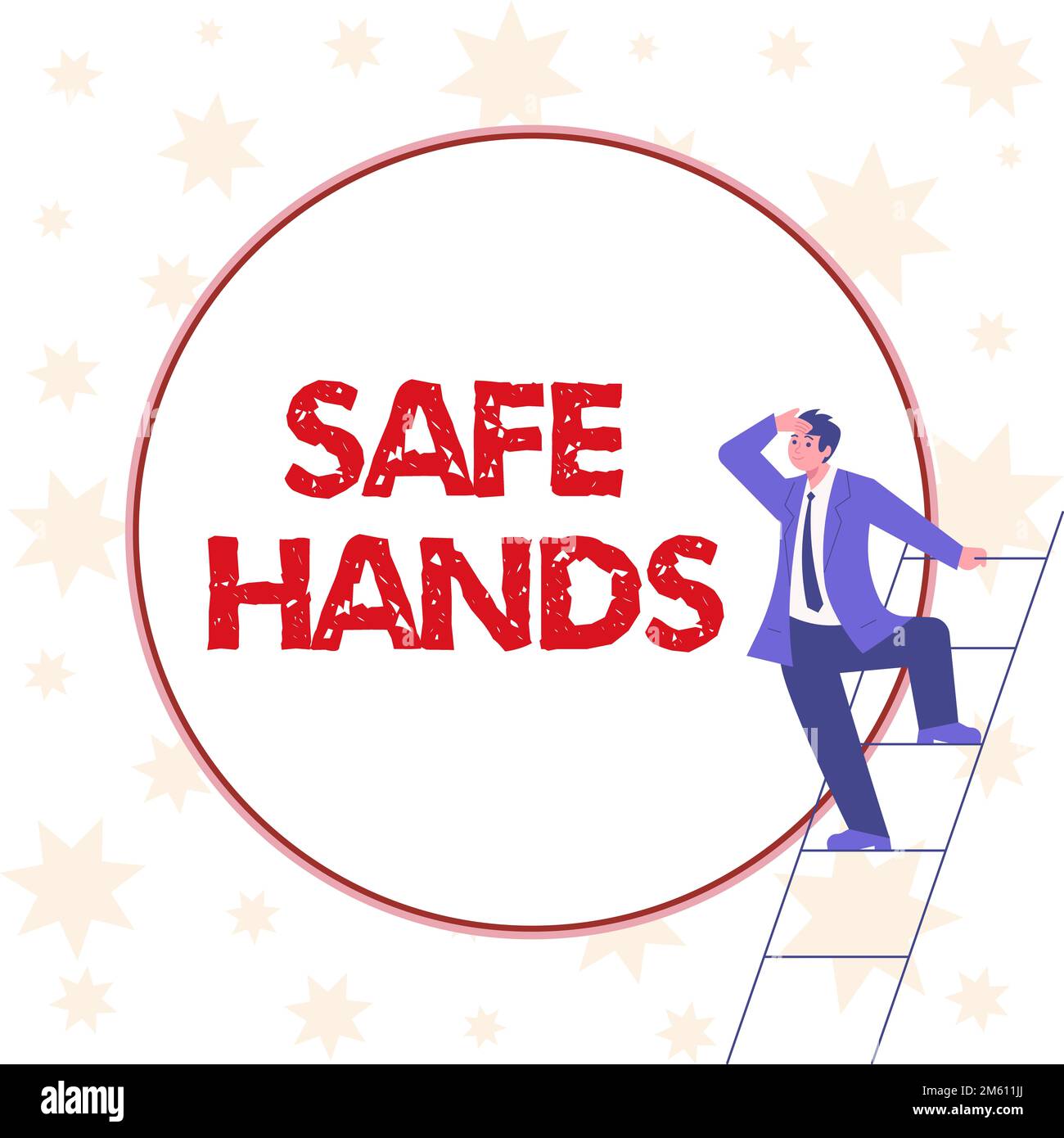 Text caption presenting Safe Hands. Word Written on Ensuring the ...