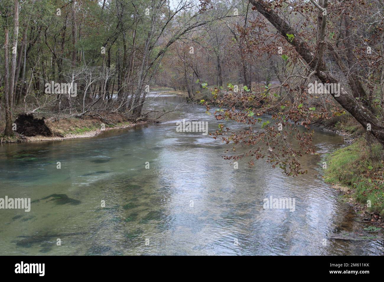 wide gentle blue river at the Ozark National Scenic Riverways, Big ...