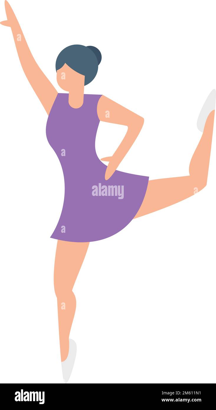 Dancing ballerina icon flat vector. Ballet dance girl. Ballerina dancer isolated Stock Vector ...