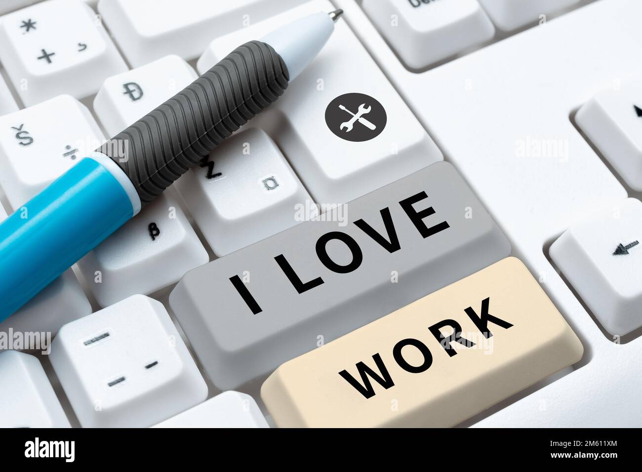 Text caption presenting I Love Work. Conceptual photo High self-stem ...