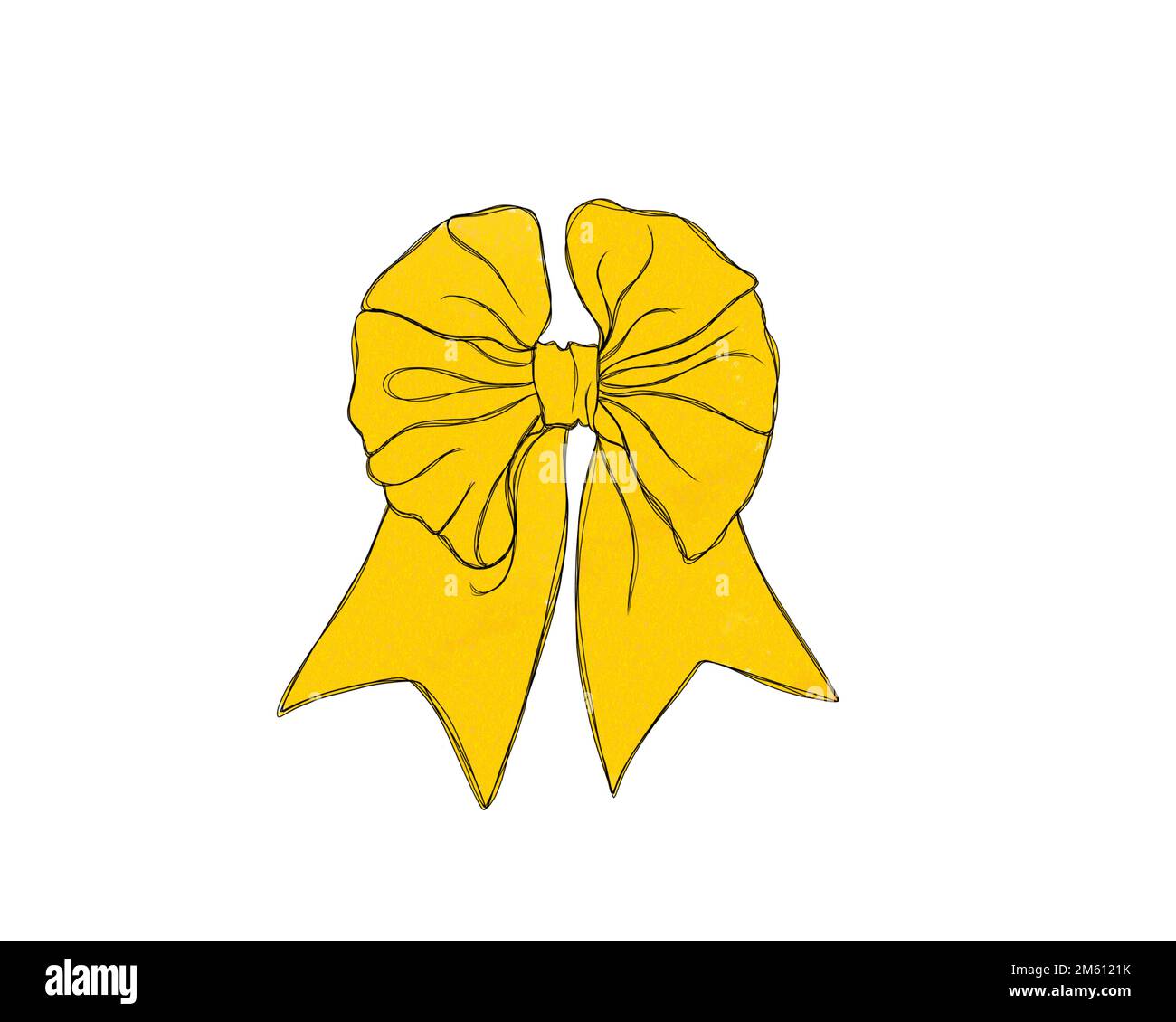 Yellow ribbon bow isolated on white background including clipping path ...