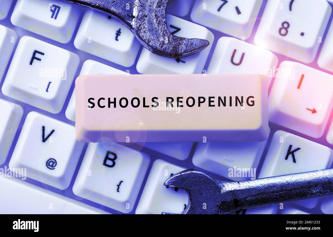 Sign displaying Schools Reopening, Internet Concept classes are over ...