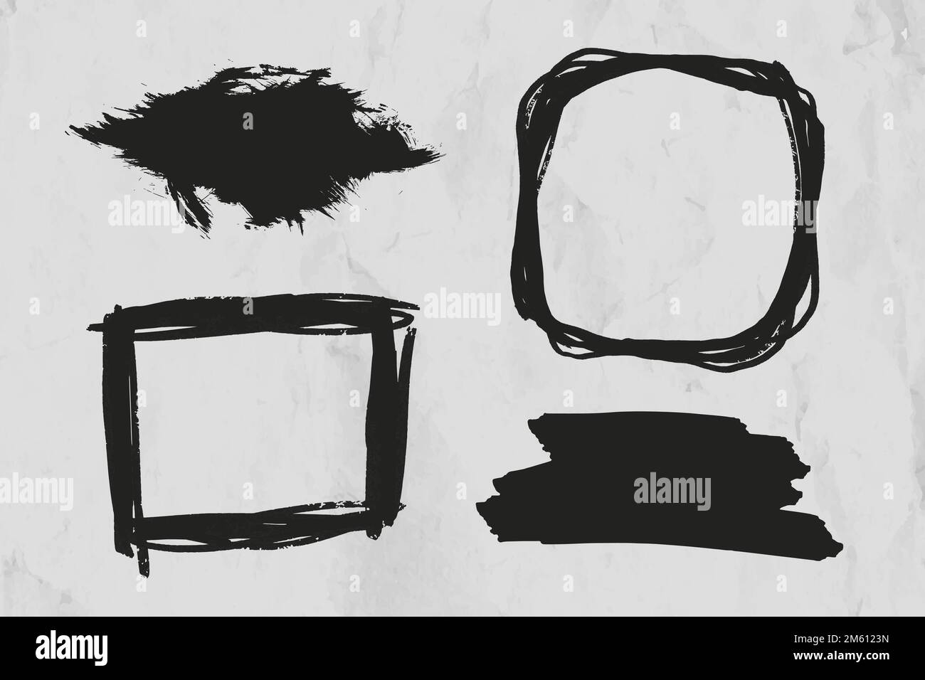 Brush graphic element vector collection with crumpled texture ...