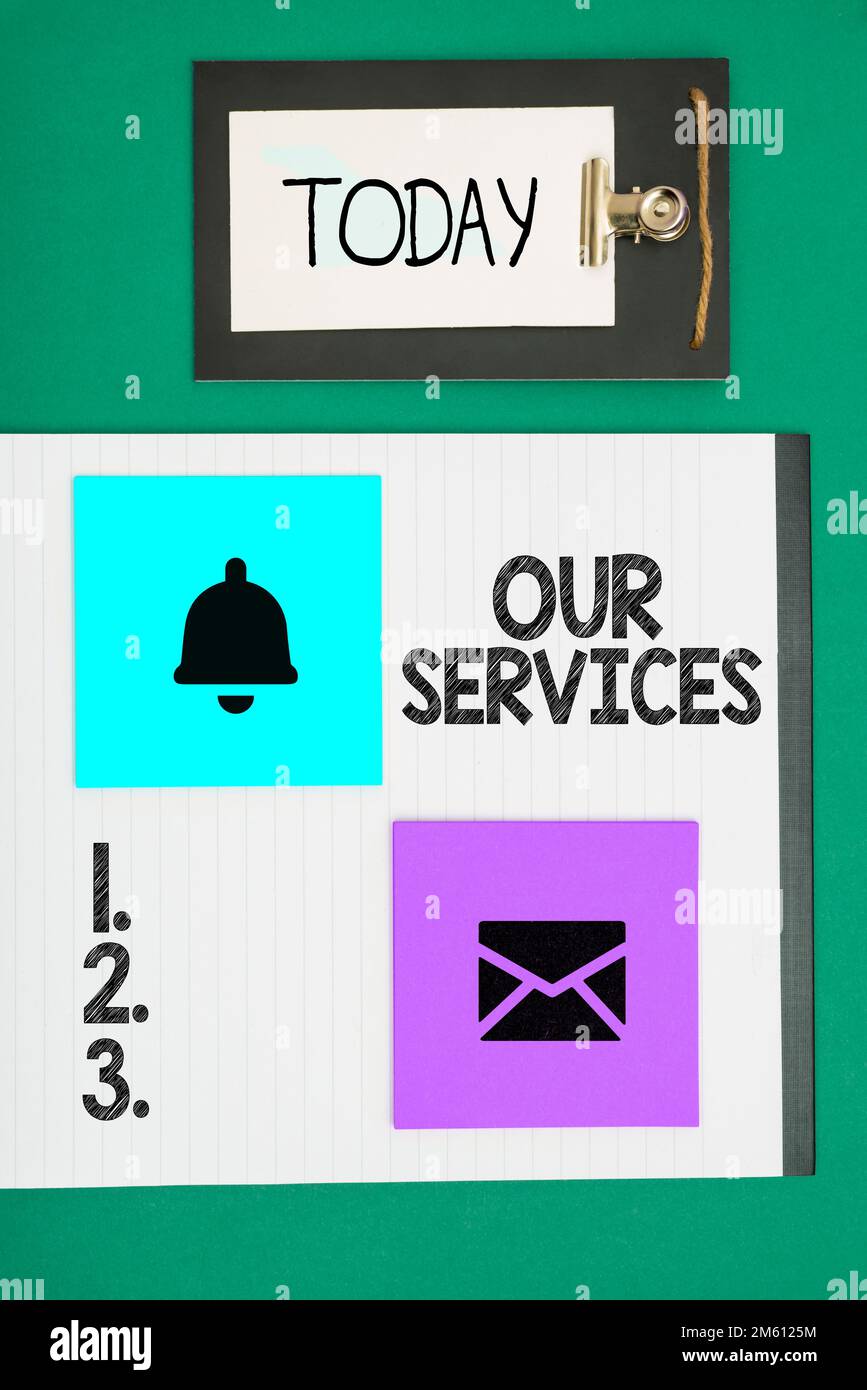 Text sign showing Our Services. Business overview The occupation or ...