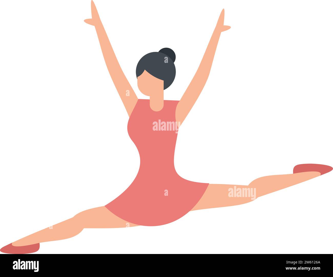 Ballerina jump icon flat vector. Ballet silhouette dance. Girl dancer ...