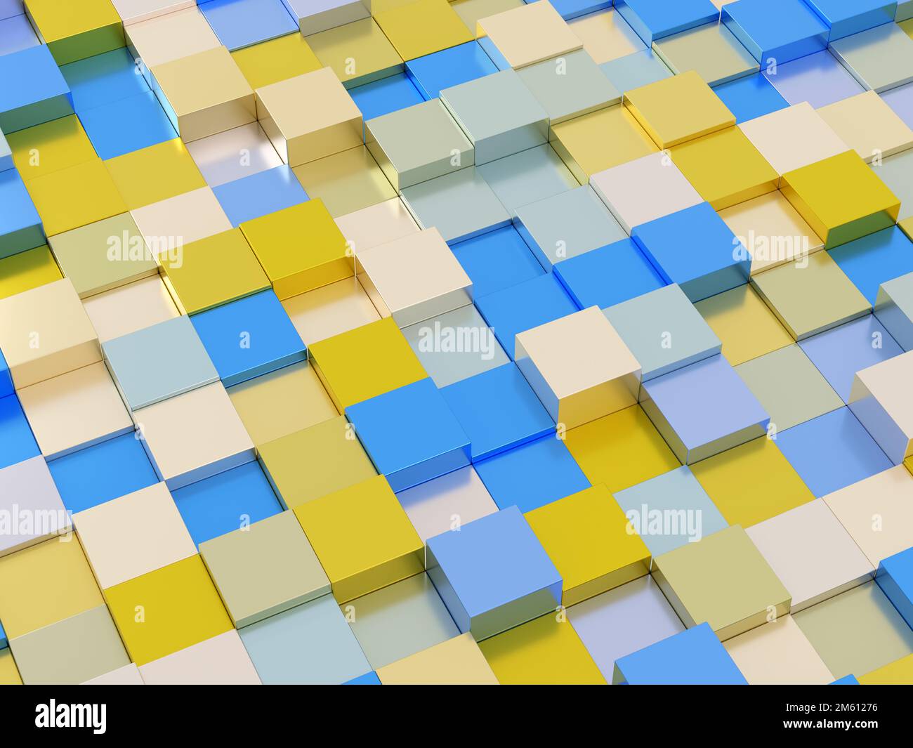 3d rendered abstract yellow and blue background with square shape ...