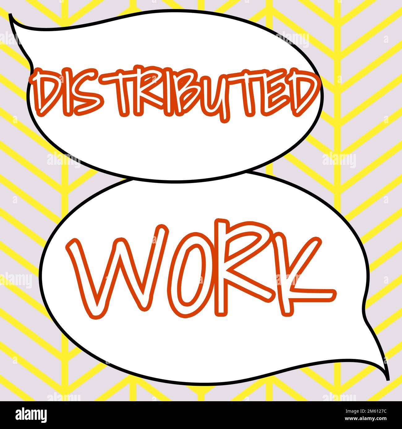Text caption presenting Distributed Work. Business idea practiced by enterprises using network ...