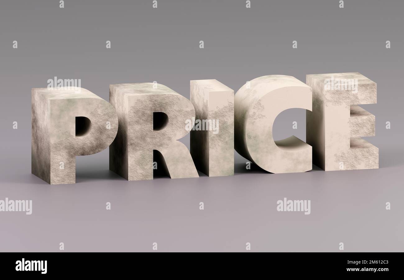 Luxury concrete inscription price on grey podium, soft light, front ...